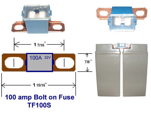 Tempest Battery TF100S Fuse (32 Volts 100 Amp Bolt on Fuse)